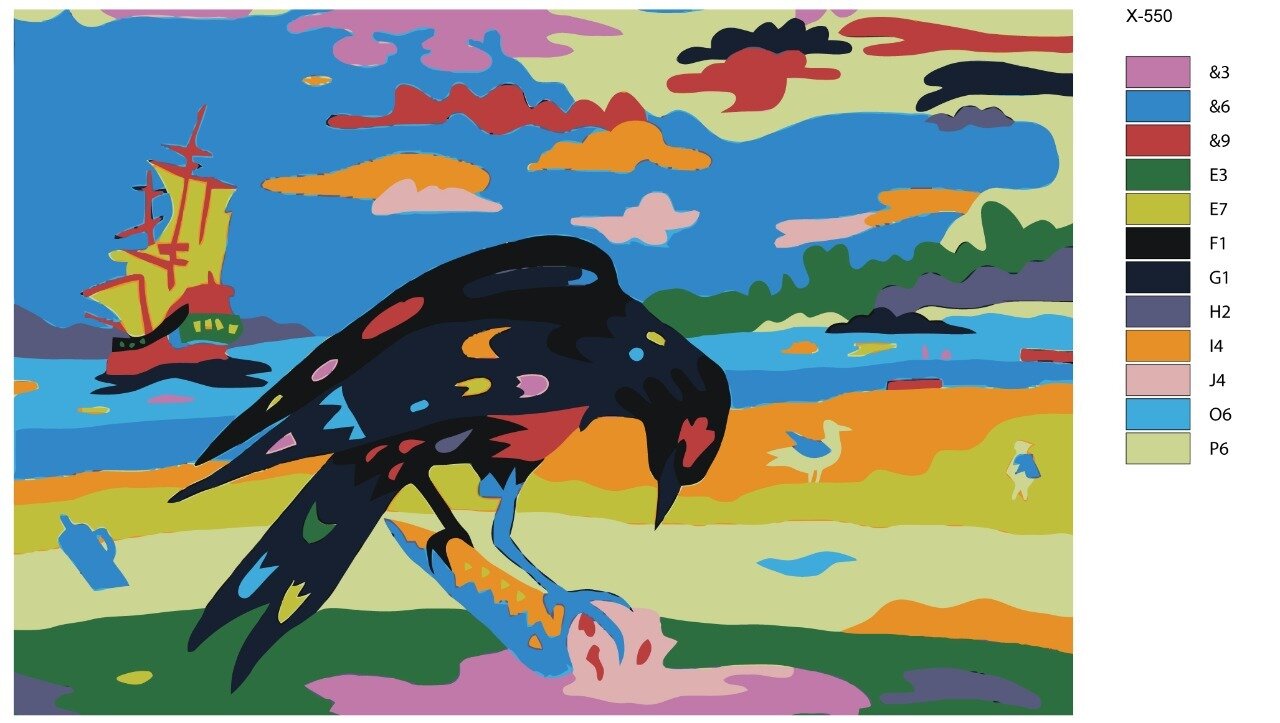 Картина по номерам X-550 "Современное искусство. Ворона" 70x110