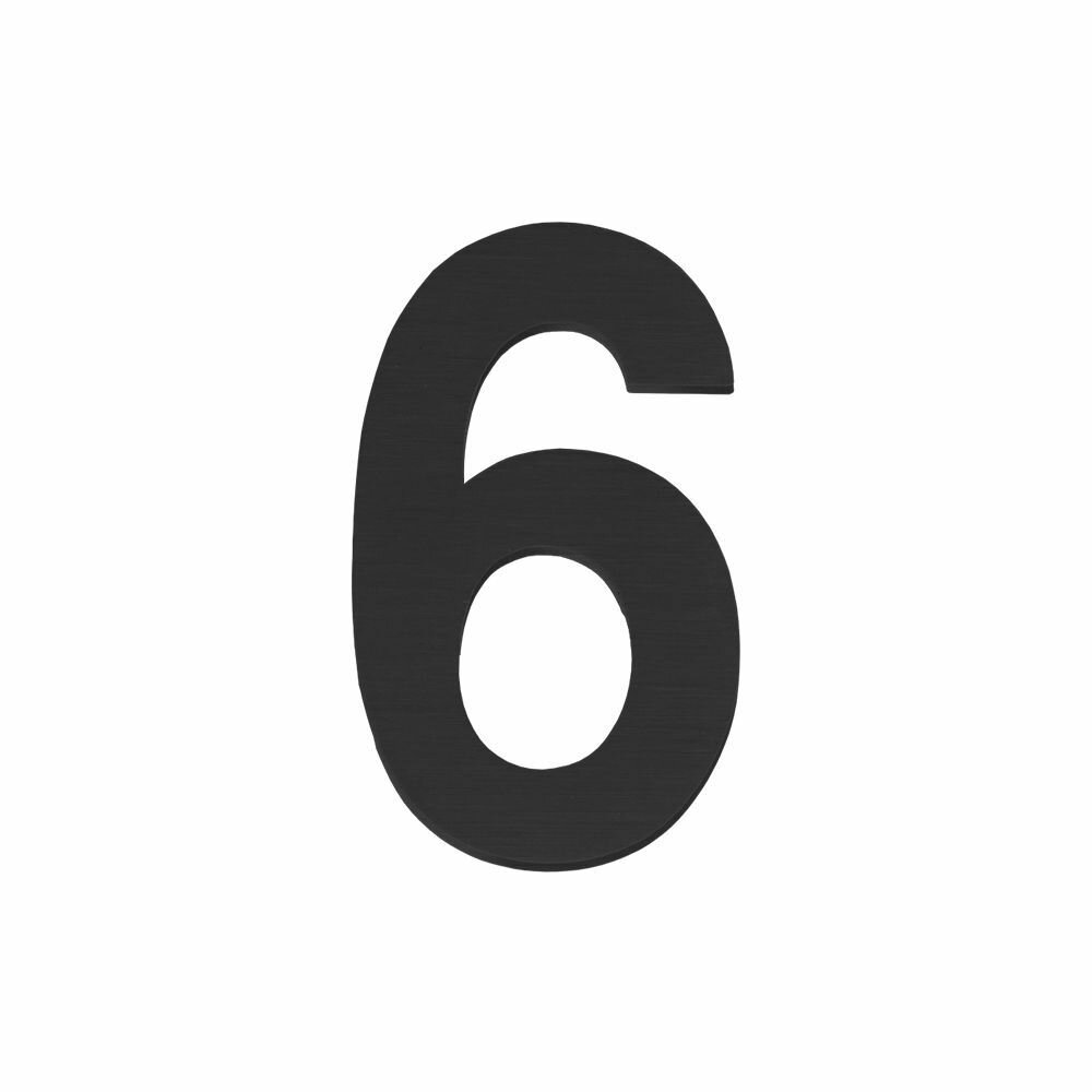 Цифра 6 из нержавеющей стали самоклеящаяся (50х30) цвет черный