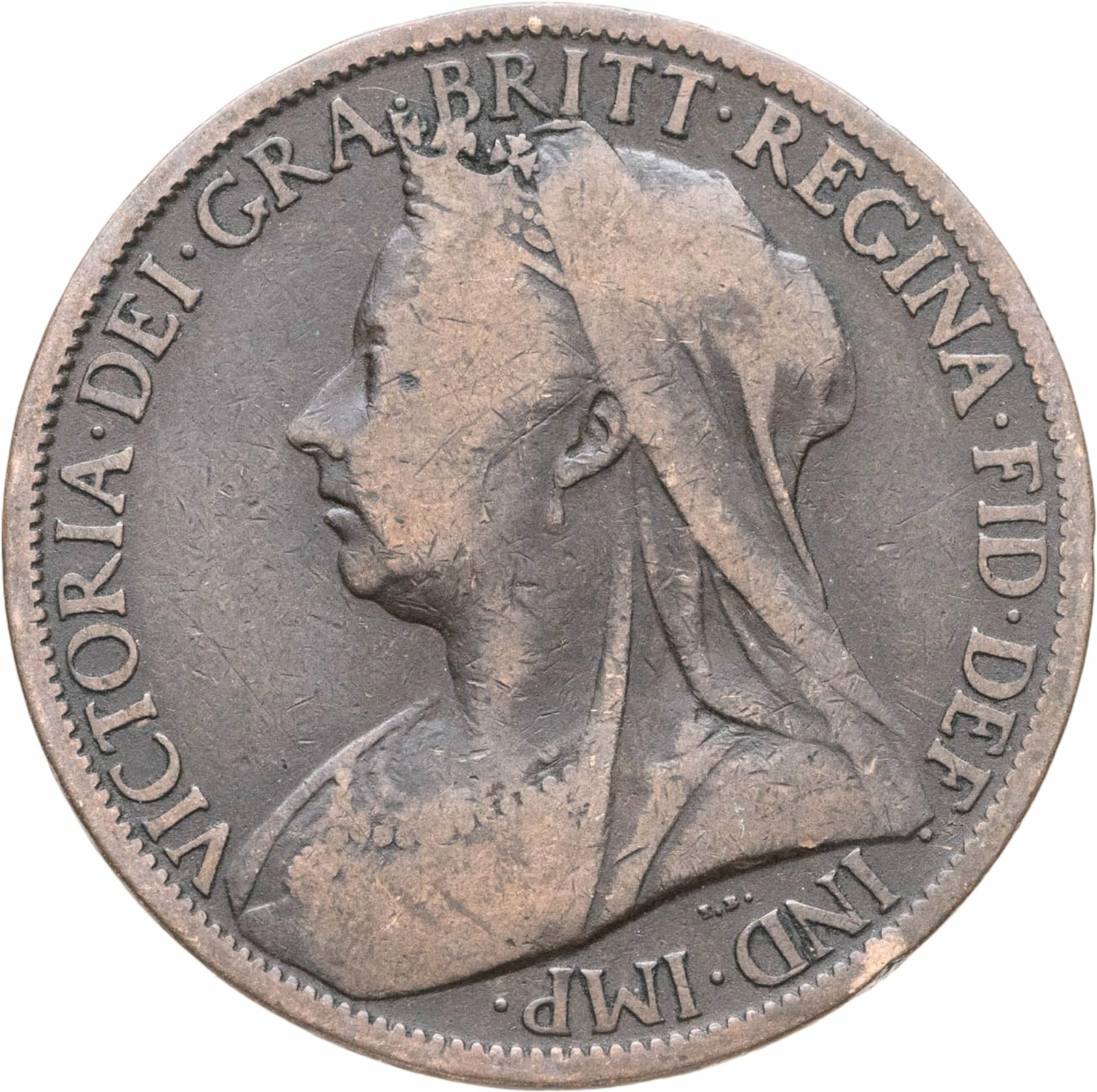 Великобритания 1 пенни penny 1901, Бронза, в сохранности F-VF