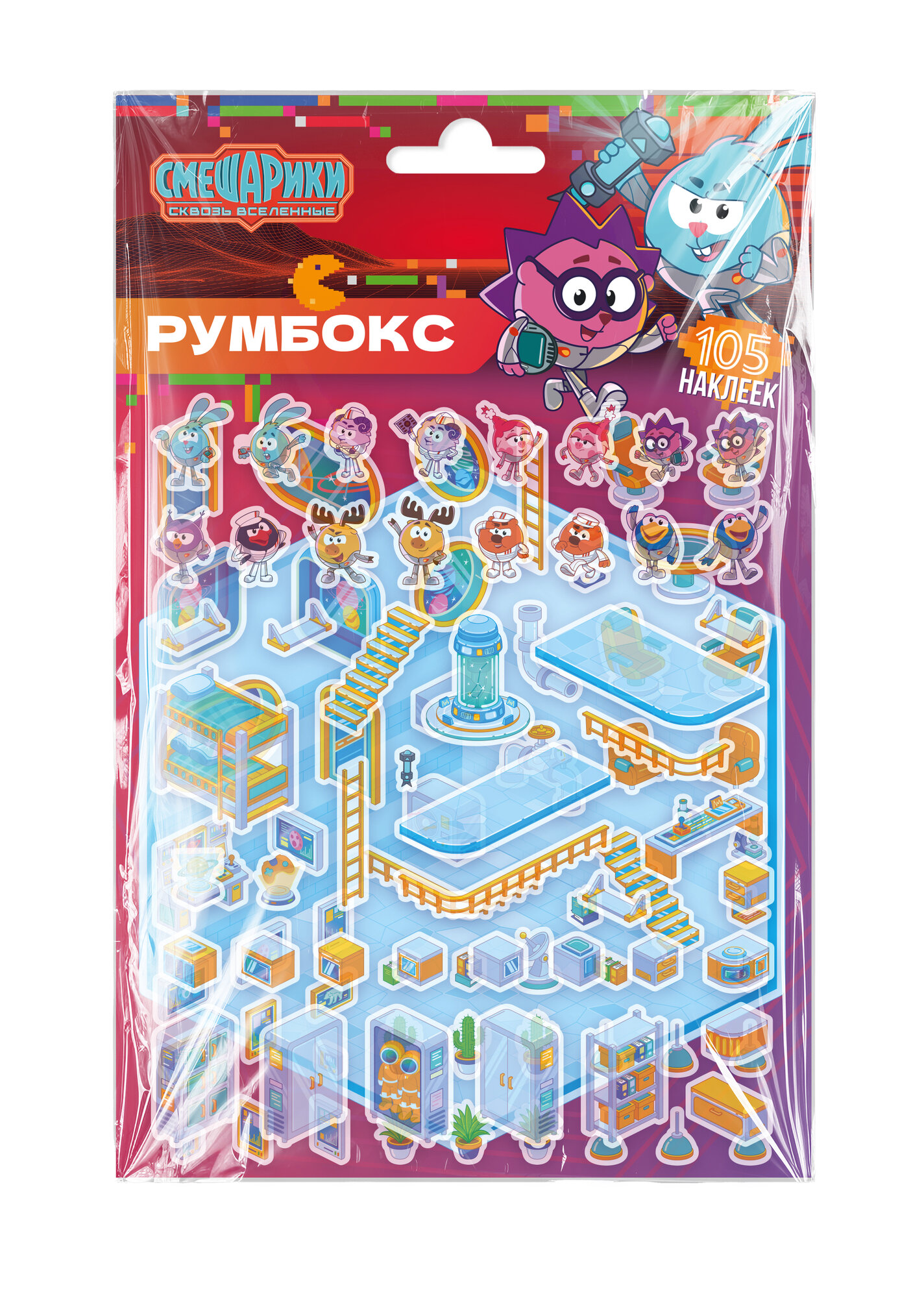 Румбокс с многоразовыми наклейками Смешарики, ND PLAY, дизайн 1, Ежик и Крош