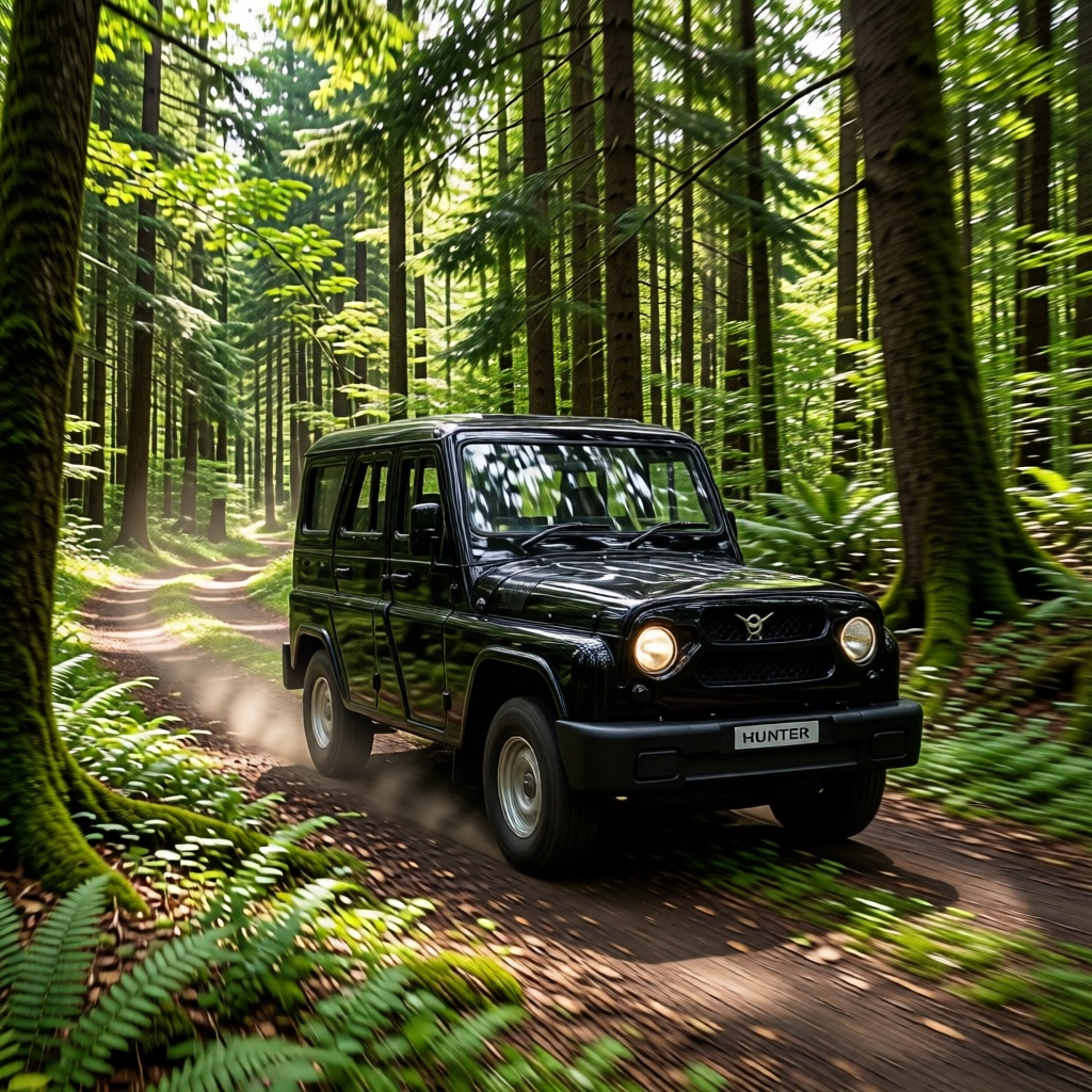 Металлическая машинка "UAZ HUNTER", технопакр, инерционная, чёрная