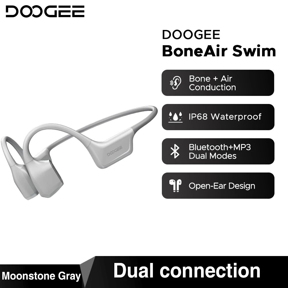 DOOGEE BoneAir Swim наушники, Moonstone Gray