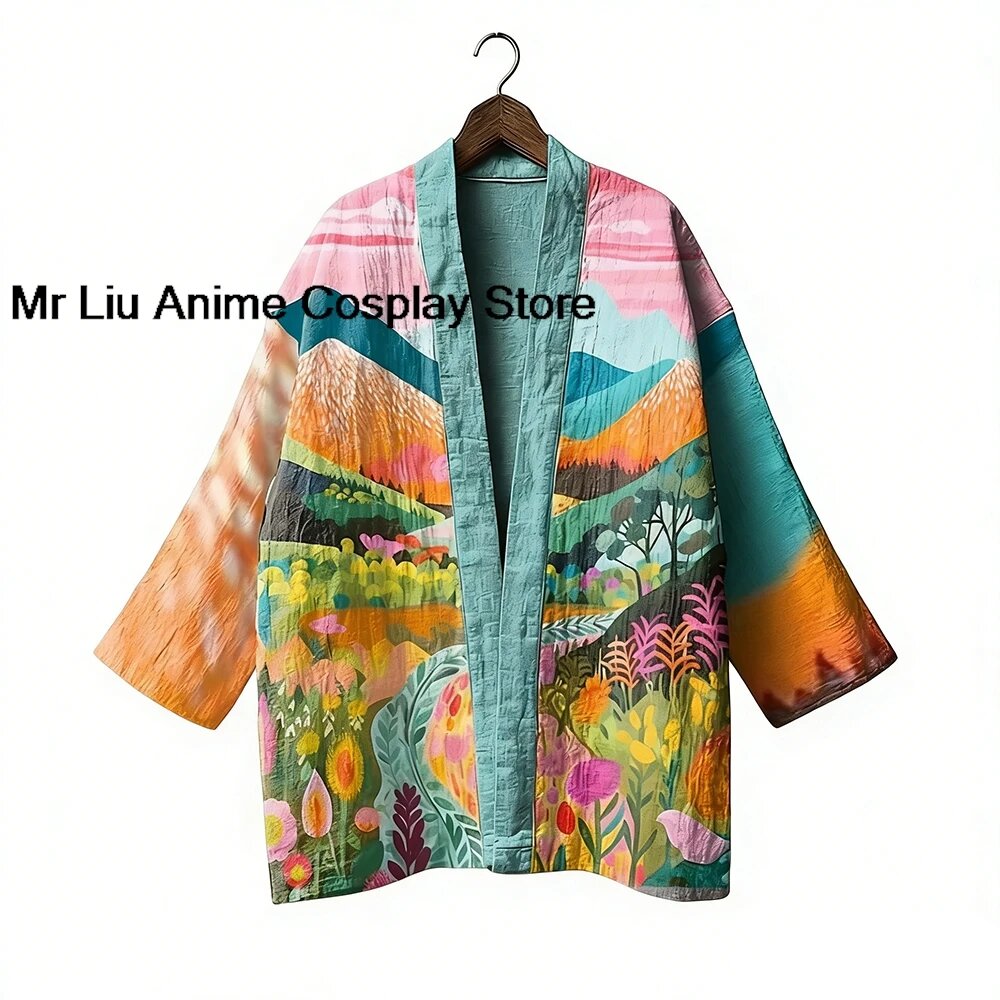 Кардиган-кимоно 3D-укё-э из полиэстера с японским принтом 4XL, Haori Jacket13