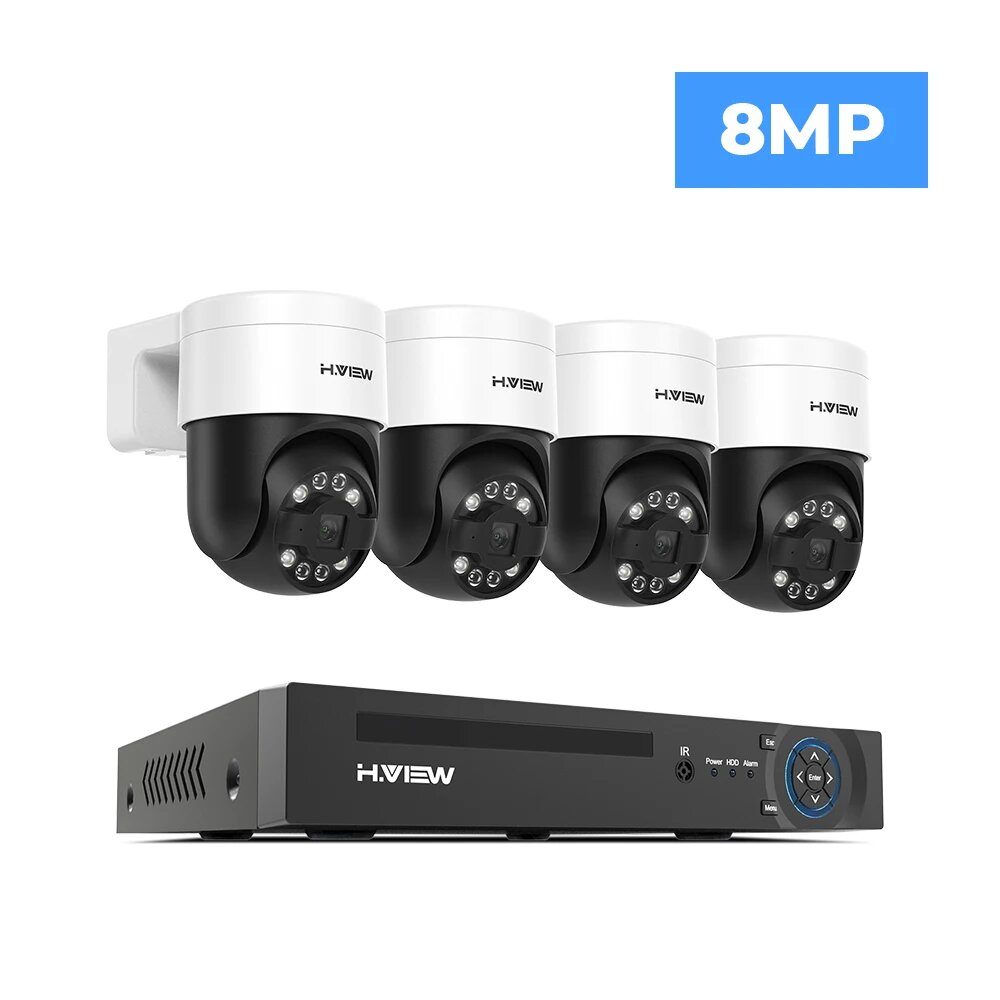Система камер видеонаблюдения H.view 8Ch 4K 5MP 8MP CCTV для безопасности ПТЗ Набор видеонаблюдения для дома Внешняя IP-камера Детекция человеческой фигуры