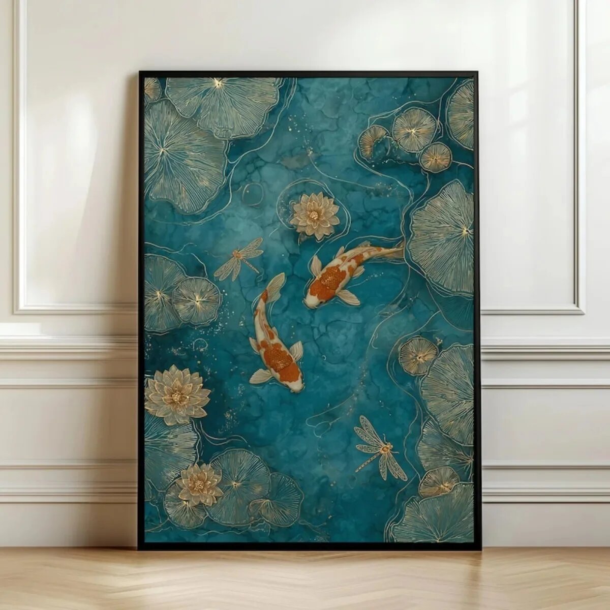 Печать на холсте с изображением японской красной рыбы кои VA1667, 30x40cm-unframed