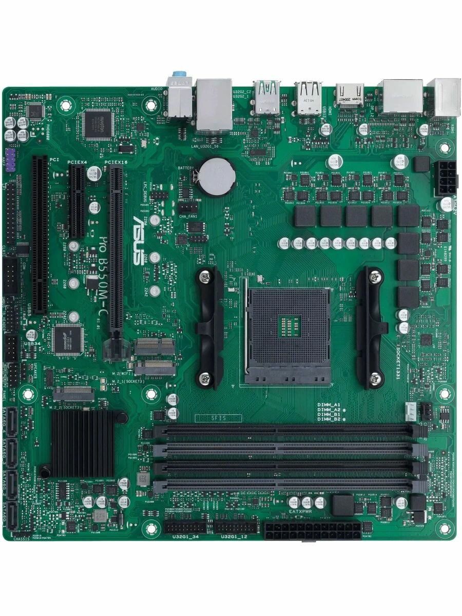 Материнская плата Asus PRO B550M-C/CSM Soc-AM4 AMD B550 4xDDR4 mATX AC 97 8ch(7.1) GbLAN RAID+HDMI+DP