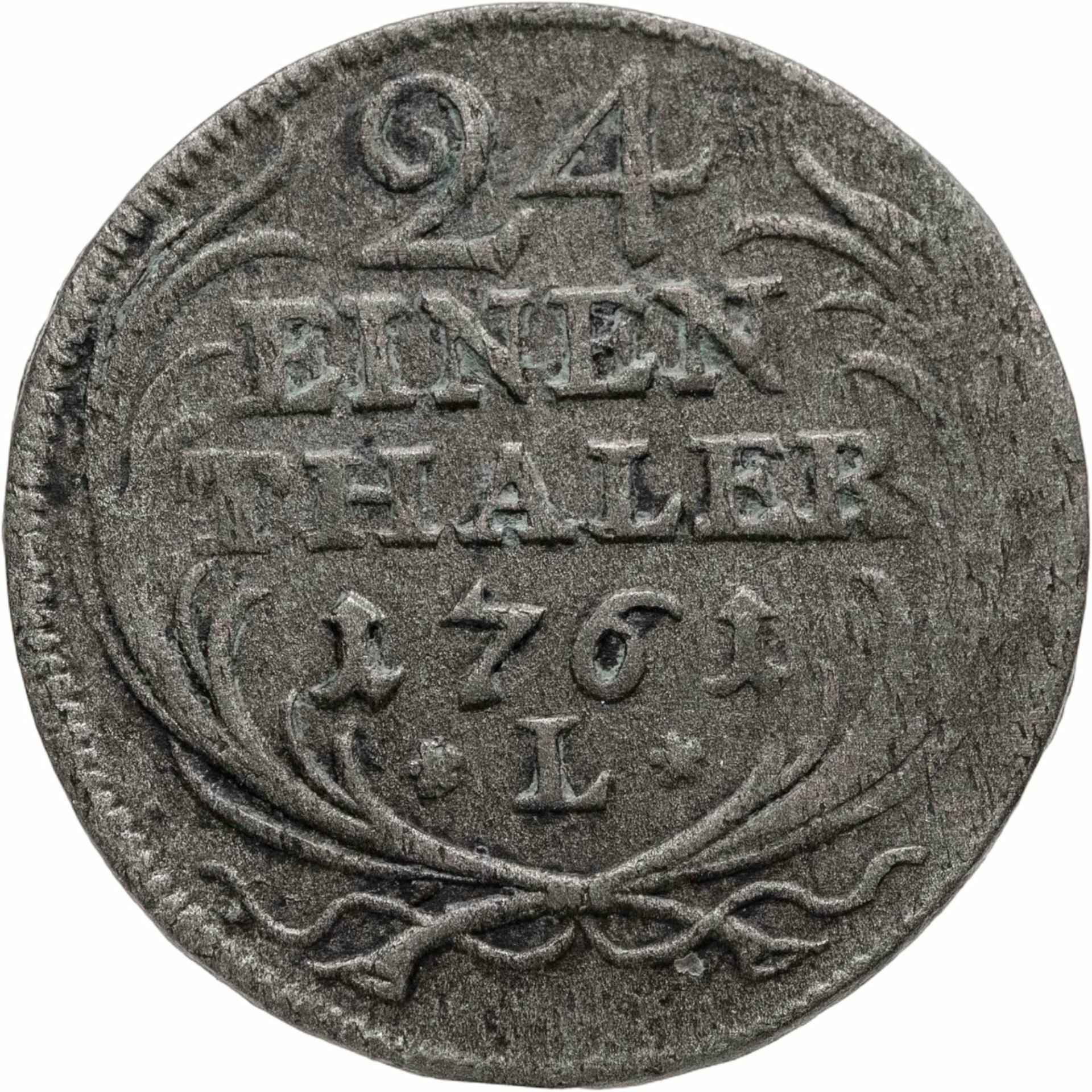 Германия, Саксония 1/24 талера 1761, Серебро 500, в сохранности VG-F