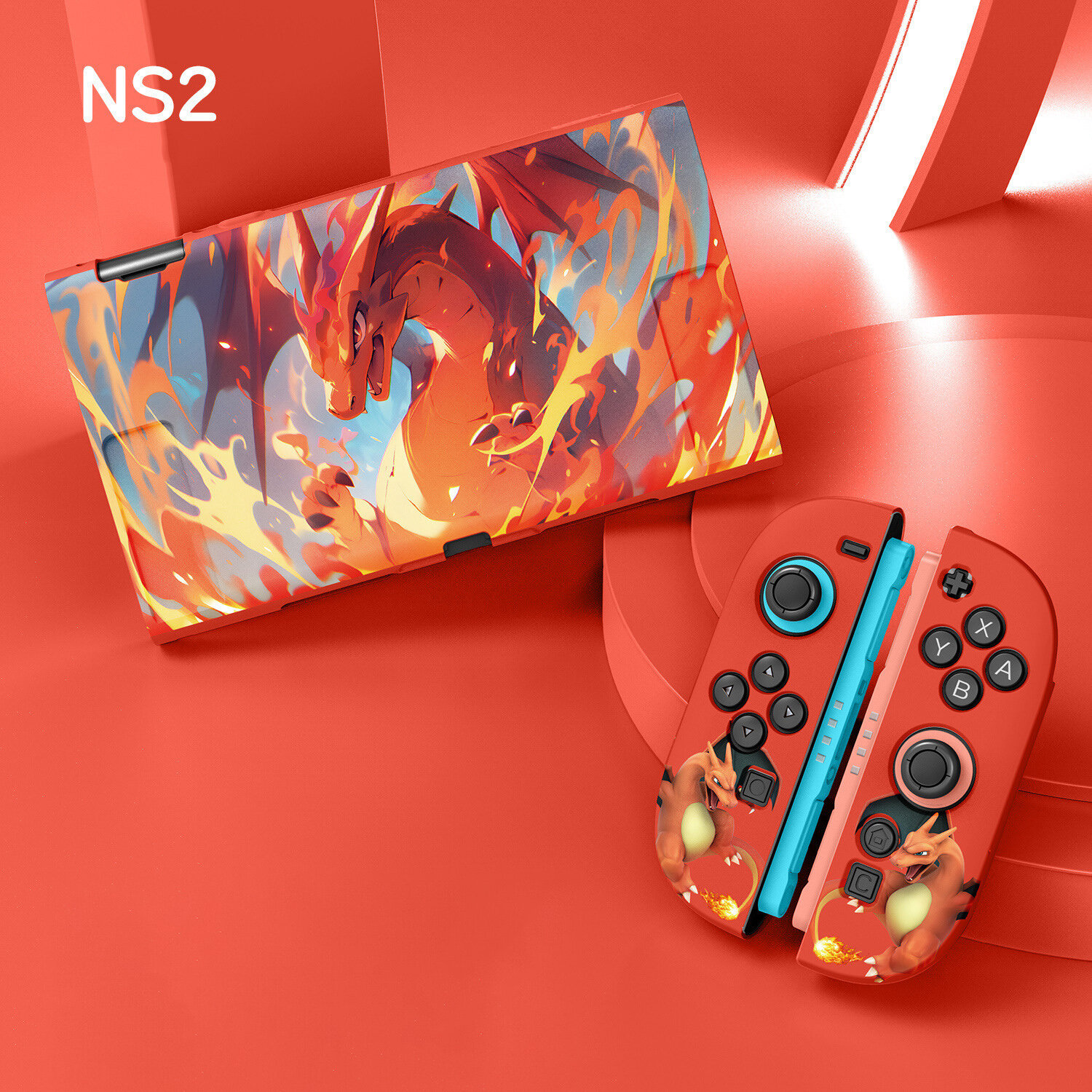 Чехол RL на Nintendo Switch 2, силиконовый, Чаризард, Красный