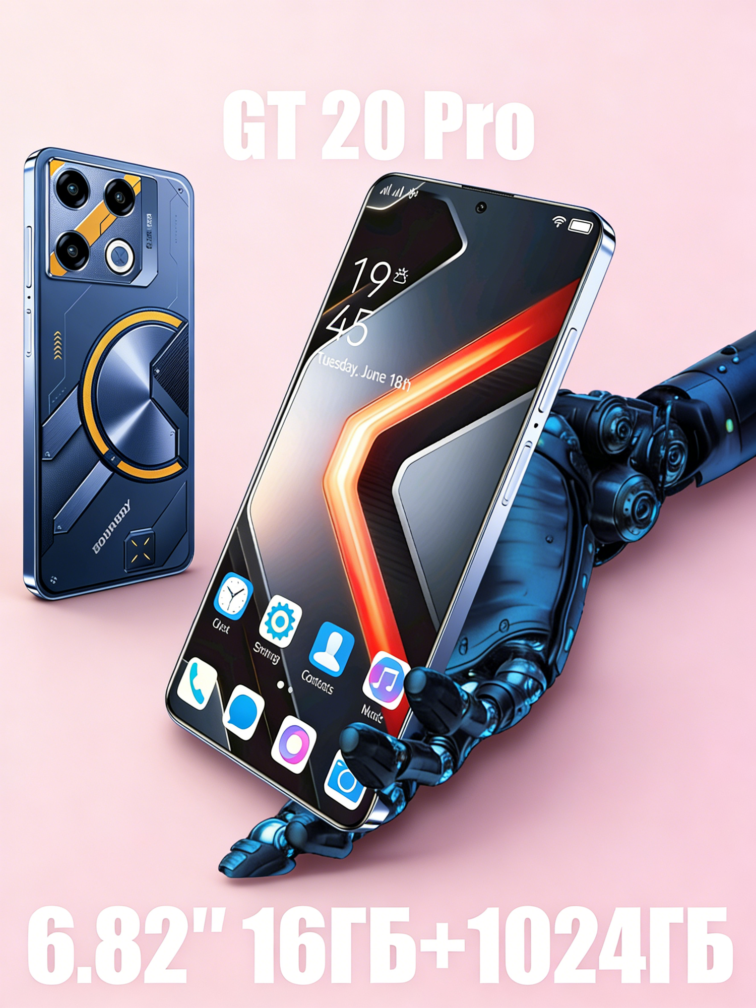Смартфон GT20 Pro 5G Большой дисплей, быстрая зарядка, гарантия, игровой телефон NFC Snapdragon 8 Gen 3 6,82 дюйма