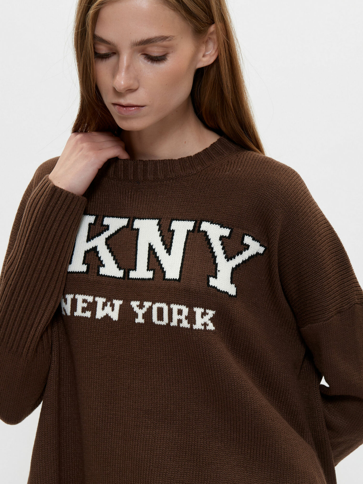 Свитшот DKNY, размер M, , коричневый — фото 1