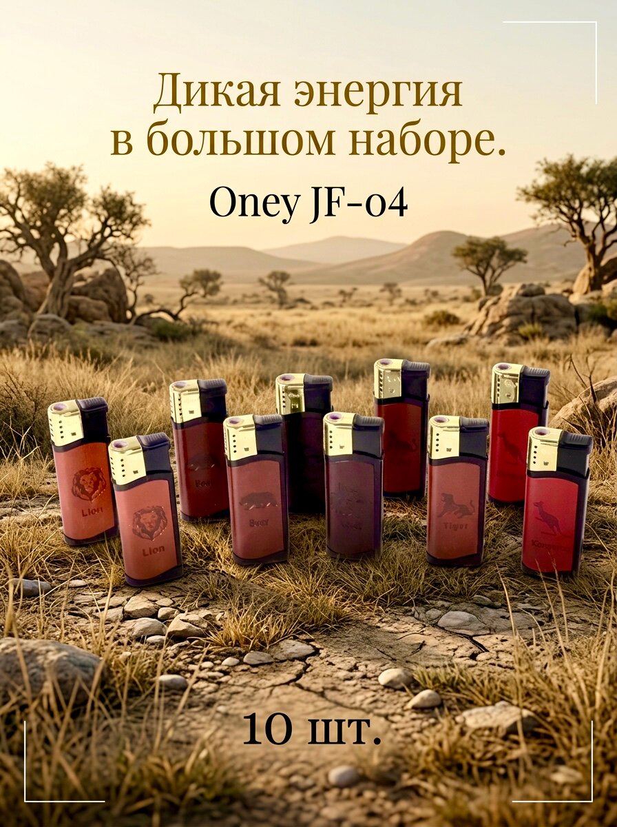 Набор Oney JF-04 10 шт. — дикая энергия, животные и фонарик в основании