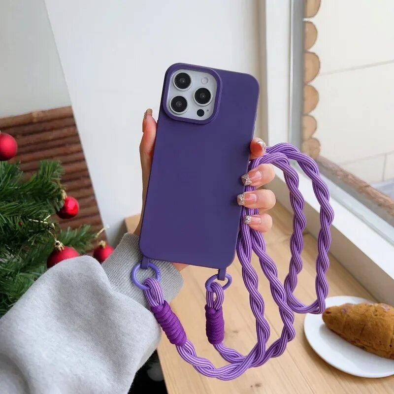 Противоударный Чехол Для iPhone С Ремешком-кроссбоди И Шнурком, Голубой, SKY BLUE, iphone14promax