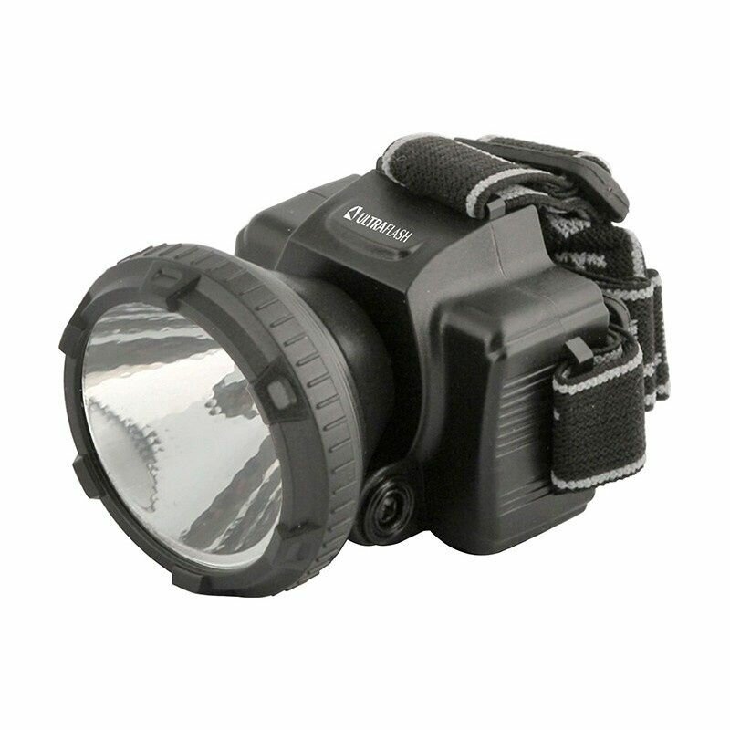 Ultraflash LED5368 фонарь налобн. аккум 220В, черный, 1 Ватт LED+1,5Ватт COB, 2 реж, пл, бокс 14452
