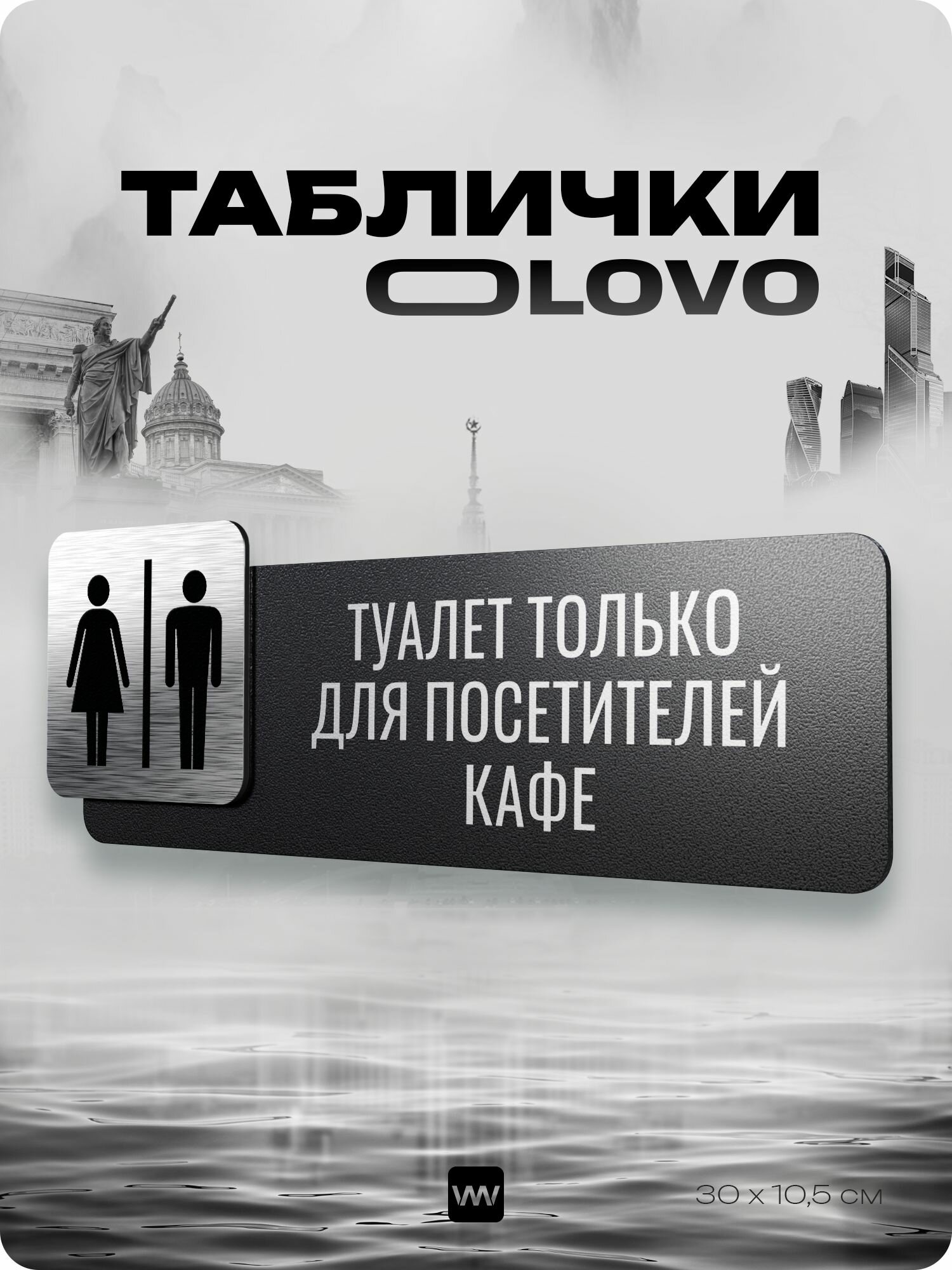 Табличка "Туалет для посетителей кафе" на дверь, ресторана, серия OLOVO/олово SLV, Айдентика Технолоджи