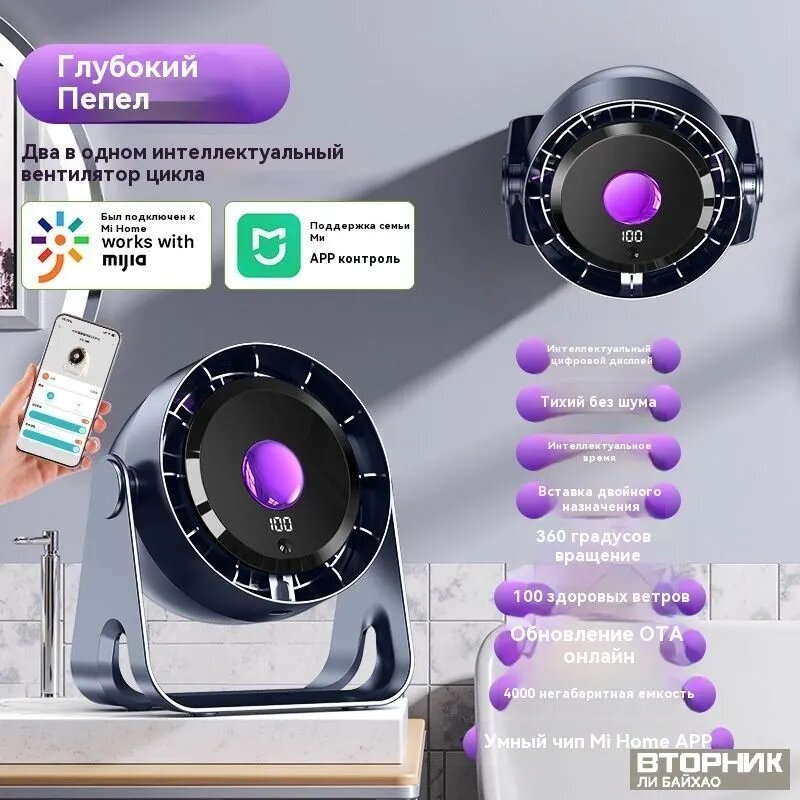 Настольный вентилятор zmfs20250526-01, серый