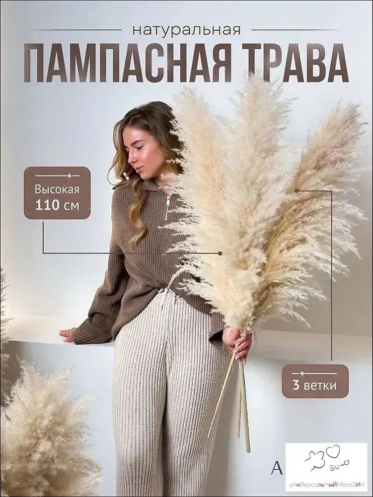 Сухоцветы Камыш, 100 см, 3 шт