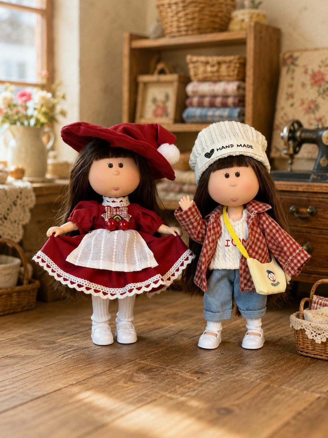 2 шт. Виниловая кукла Nines Mia Mini Mia, 16 см (включая кукол, одежду, обувь).