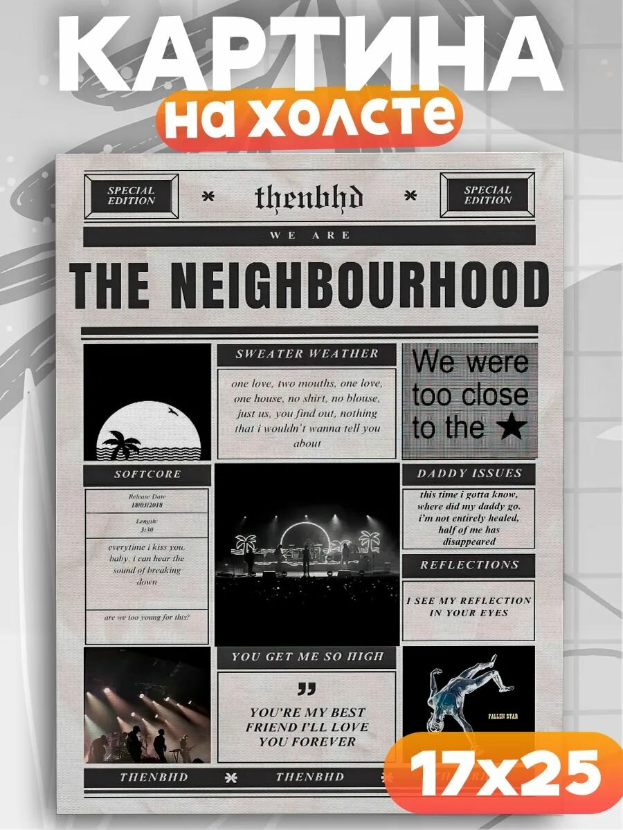 Картина на стену The Neighbourhood, на подрамнике, 1шт, 25х17 размер.