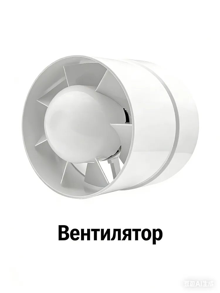 Канальный вентилятор 125 мм 18 Вт для ванной и туалета производительность 190 м3/ч белый
