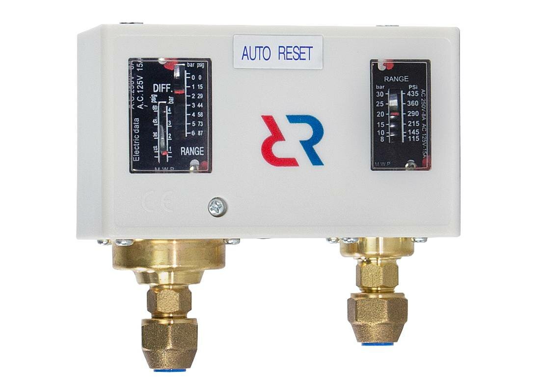 Реле давления сдвоенные Ридан KP16 2-12/12-45 бар SAE 1/4" IP44, 060-134166R