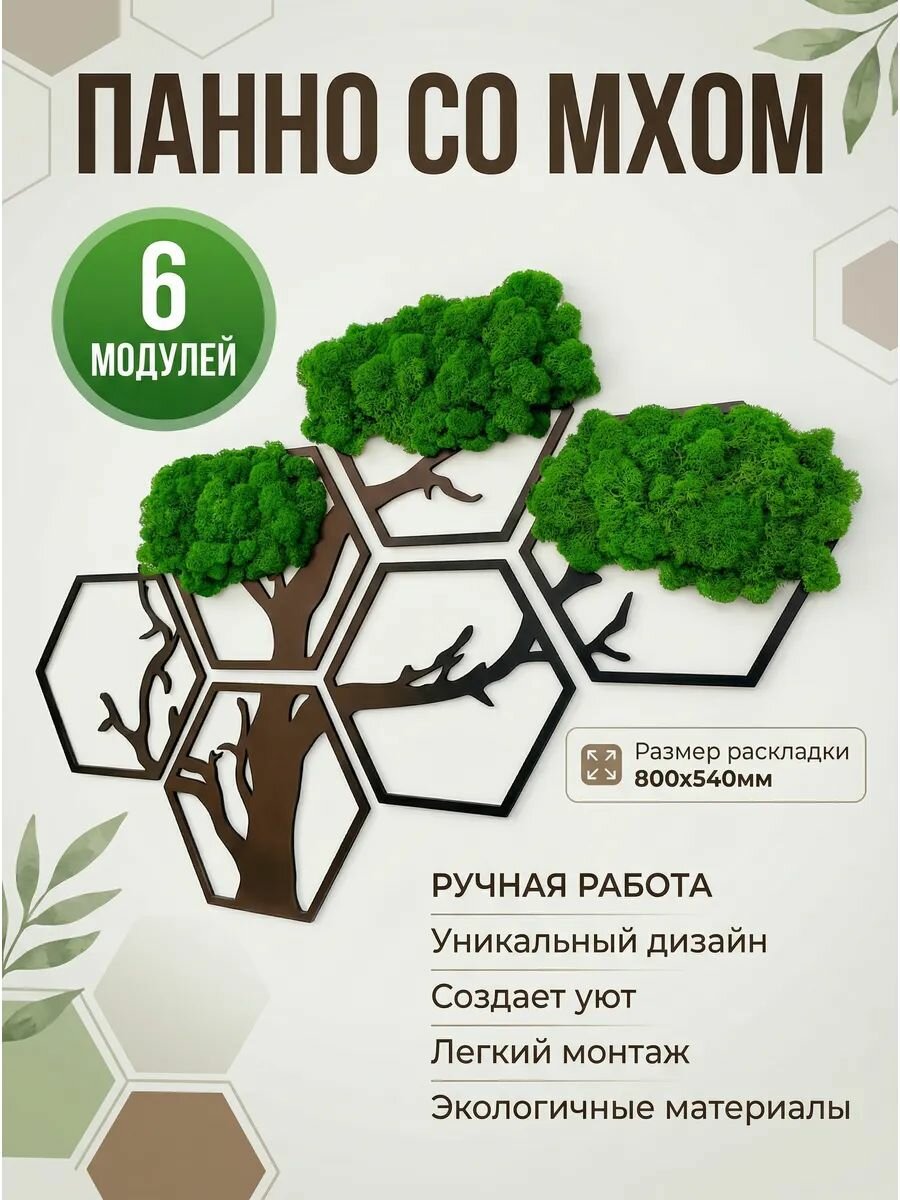 Панно со стабилизированным мхом на стену