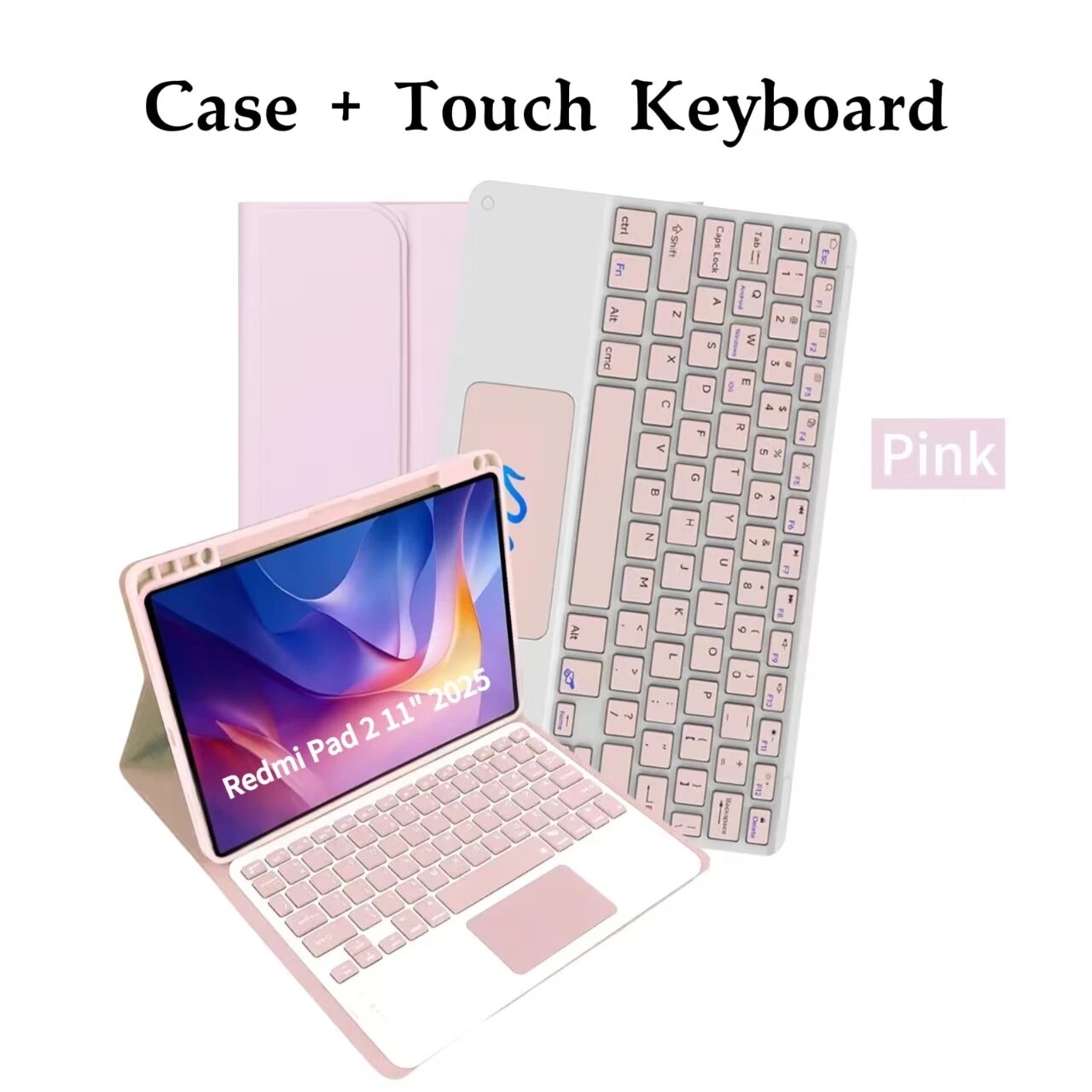 Чехол-клавиатура HUAIBX для Redmi Pad 2 11" Розовый, pink 3, Russian