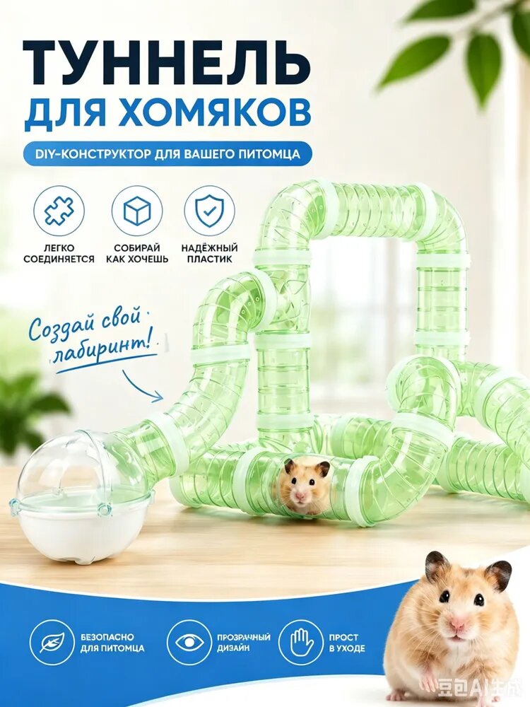 Цветной сборный лабиринт из прозрачных труб для хомяков, мышей и песчанок