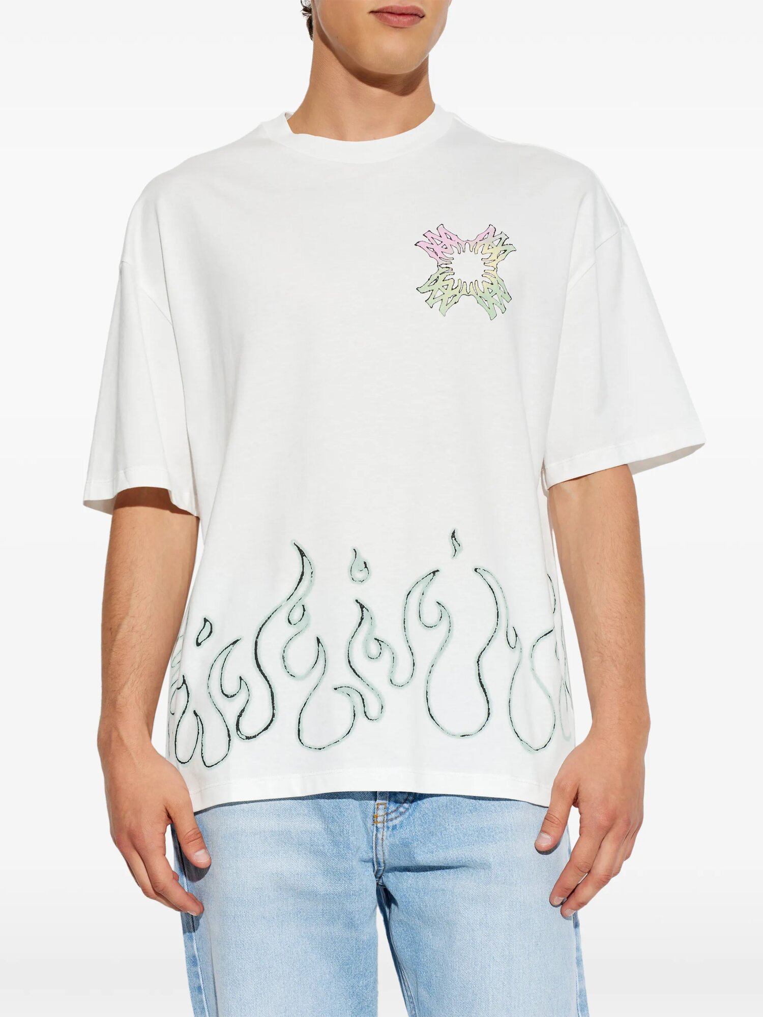 Футболка AMIRI Ma Quad Flames, размер 44, бежевый/белый — фото 1