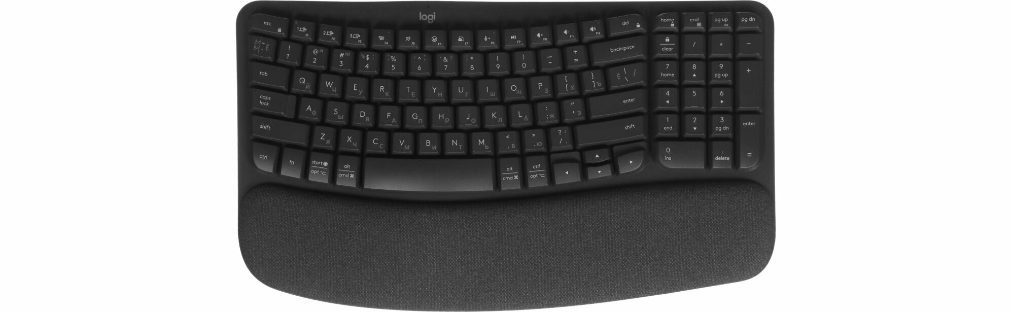 Клавиатура Logitech Wave Keys графитовый USB беспроводная BT/Radio slim Ergo LED (920-012319)