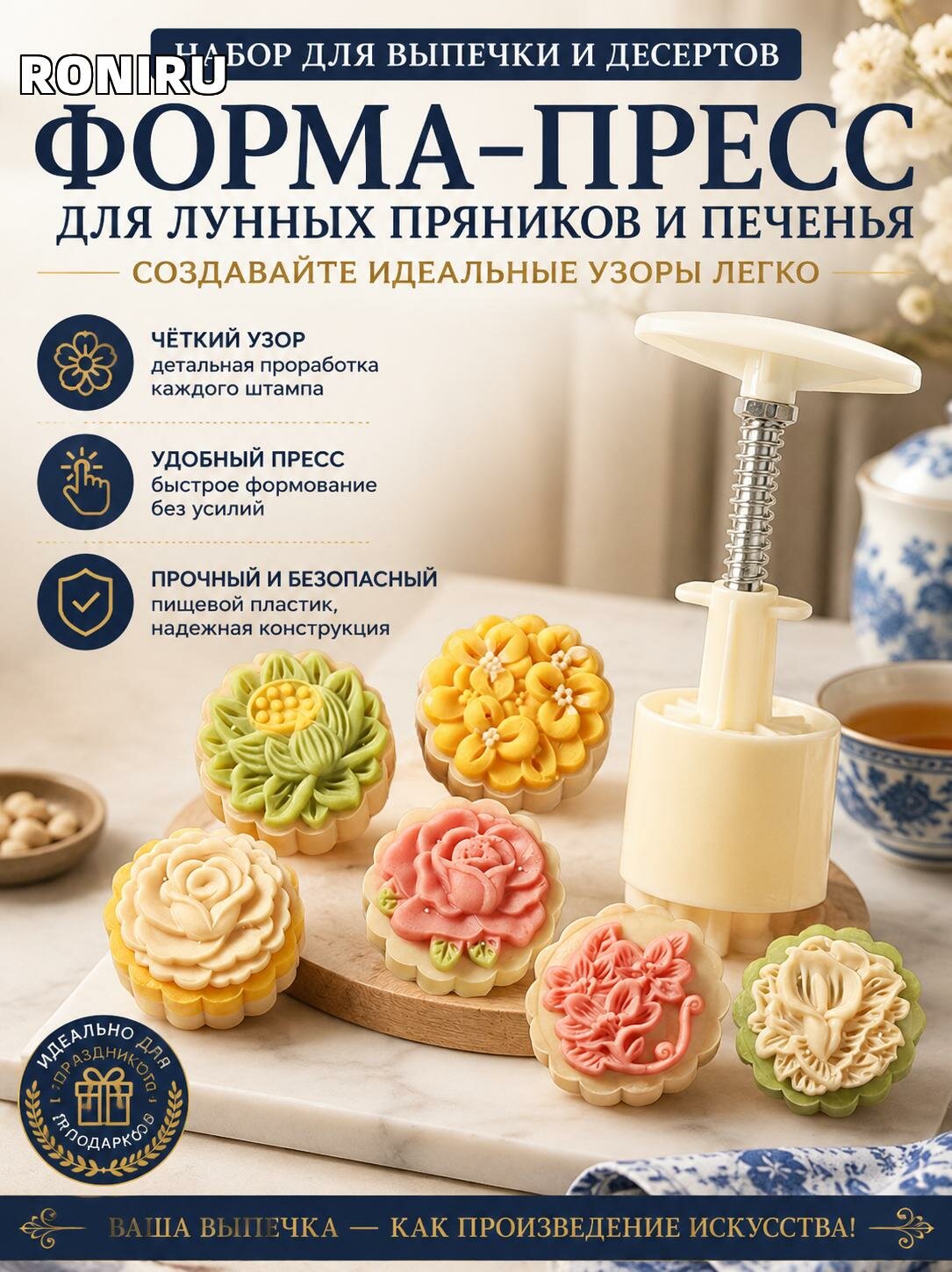 Форма для торта в виде луны, пресс для лунных пряников и штамп для печенья — набор для создания узоров и десертов
