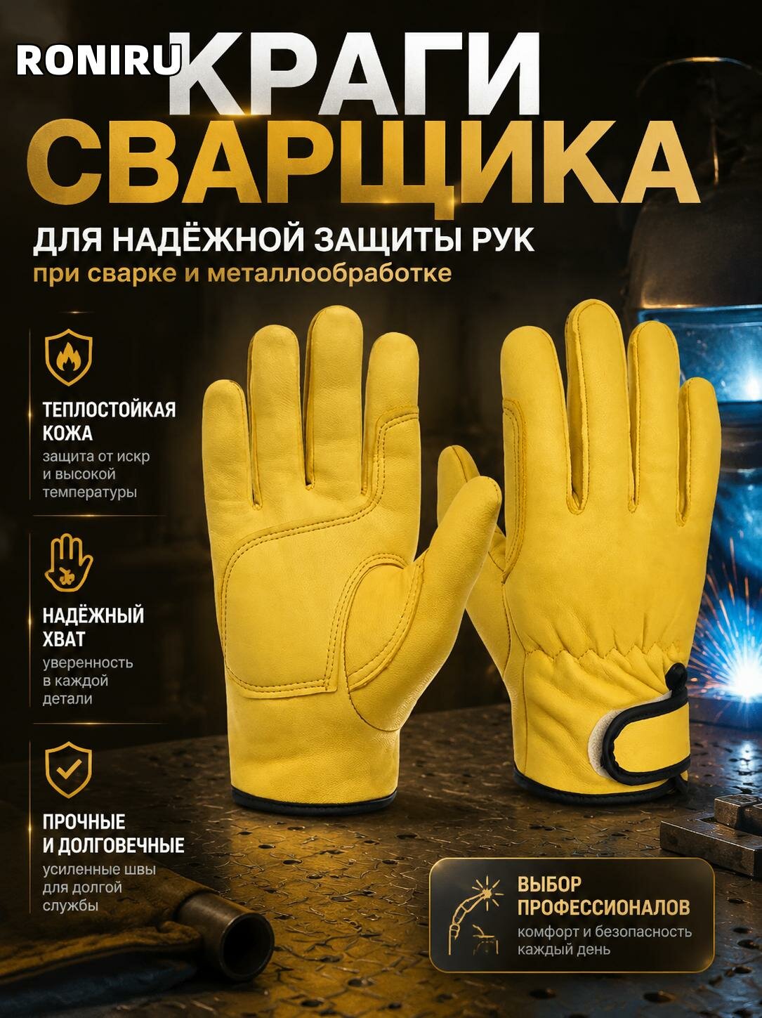 Краги сварщика для защиты рук при сварке и металлообработке, теплостойкие рукавицы длинные до локтя в мастерской