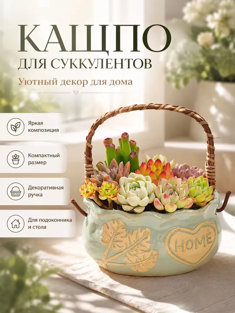 Горшок для цветов 16 см, 1 шт, синий, желтый, для суккулентов, керамика