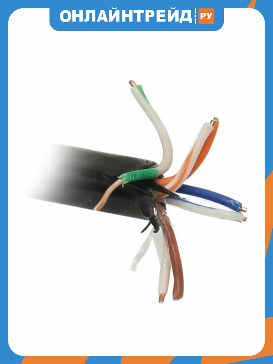 Кабель Exegate EX281819RUS UTP 4 пары кат.5e CCA, 24AWG, внешн, без троса, бухта 305м, черн, PE