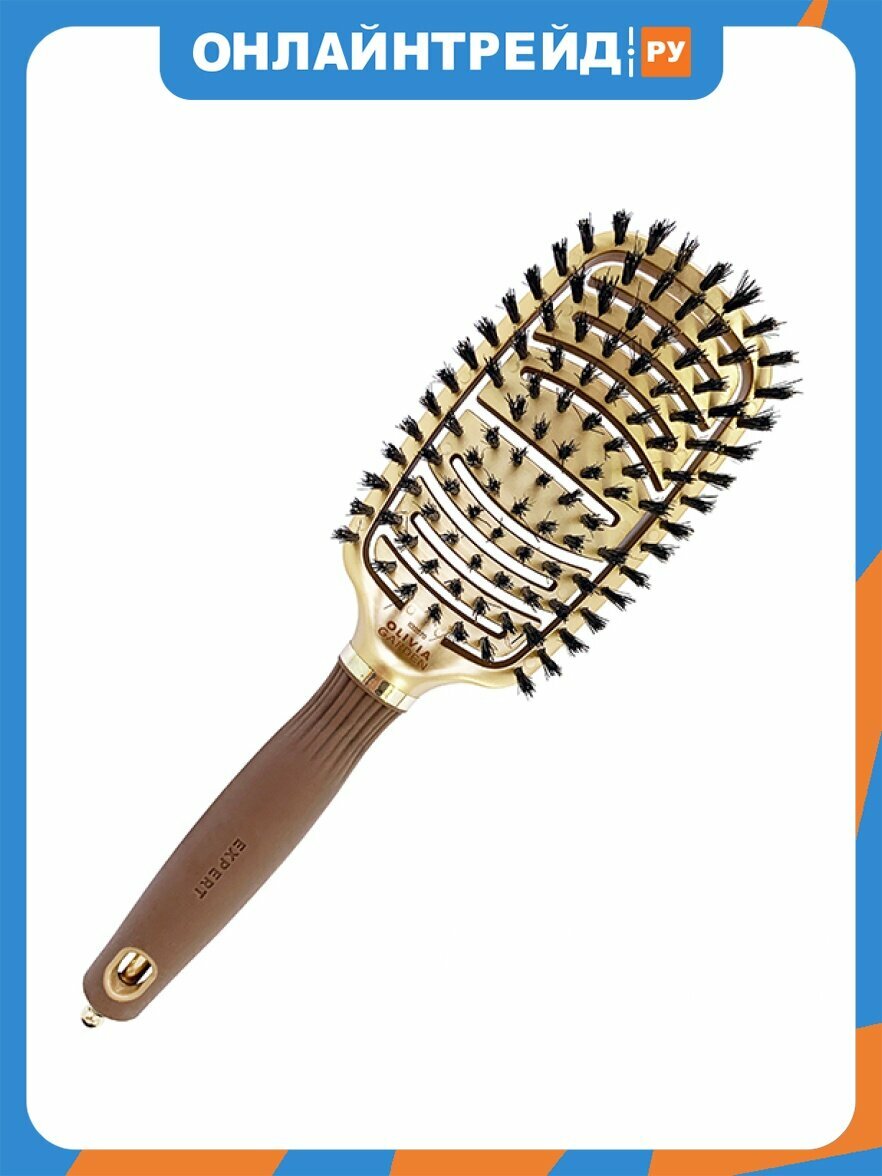 Щетка для волос Olivia Garden EXPERT CARE FLEX Boar Bristles Gold&Brown натуральная щетина