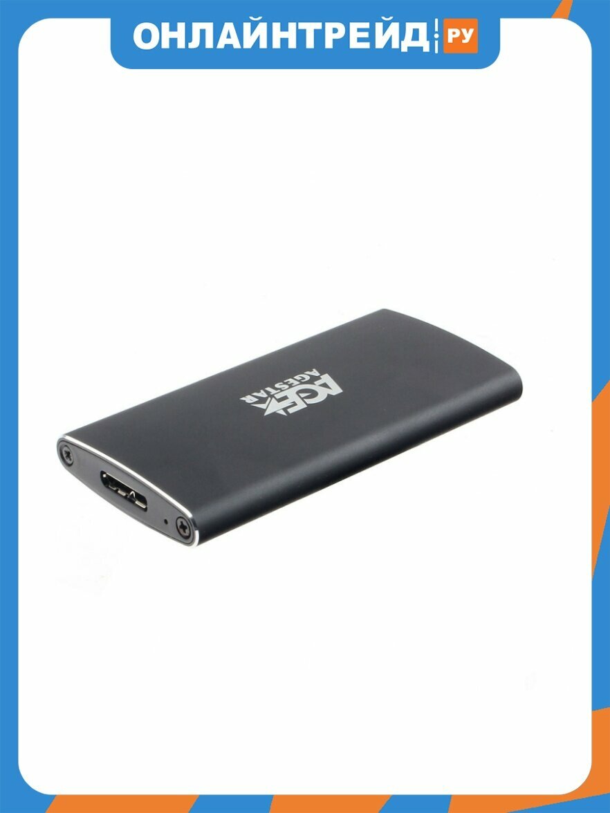 Внешний корпус для SSD Agestar mSATA 3UBMS2, алюминий, черный, USB 3.0