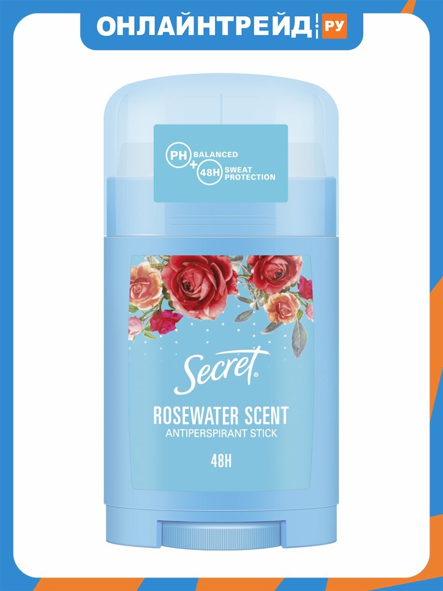 Твердый дезодорант-антиперспирант Secret Rosewater Scent, 45 г (стик)