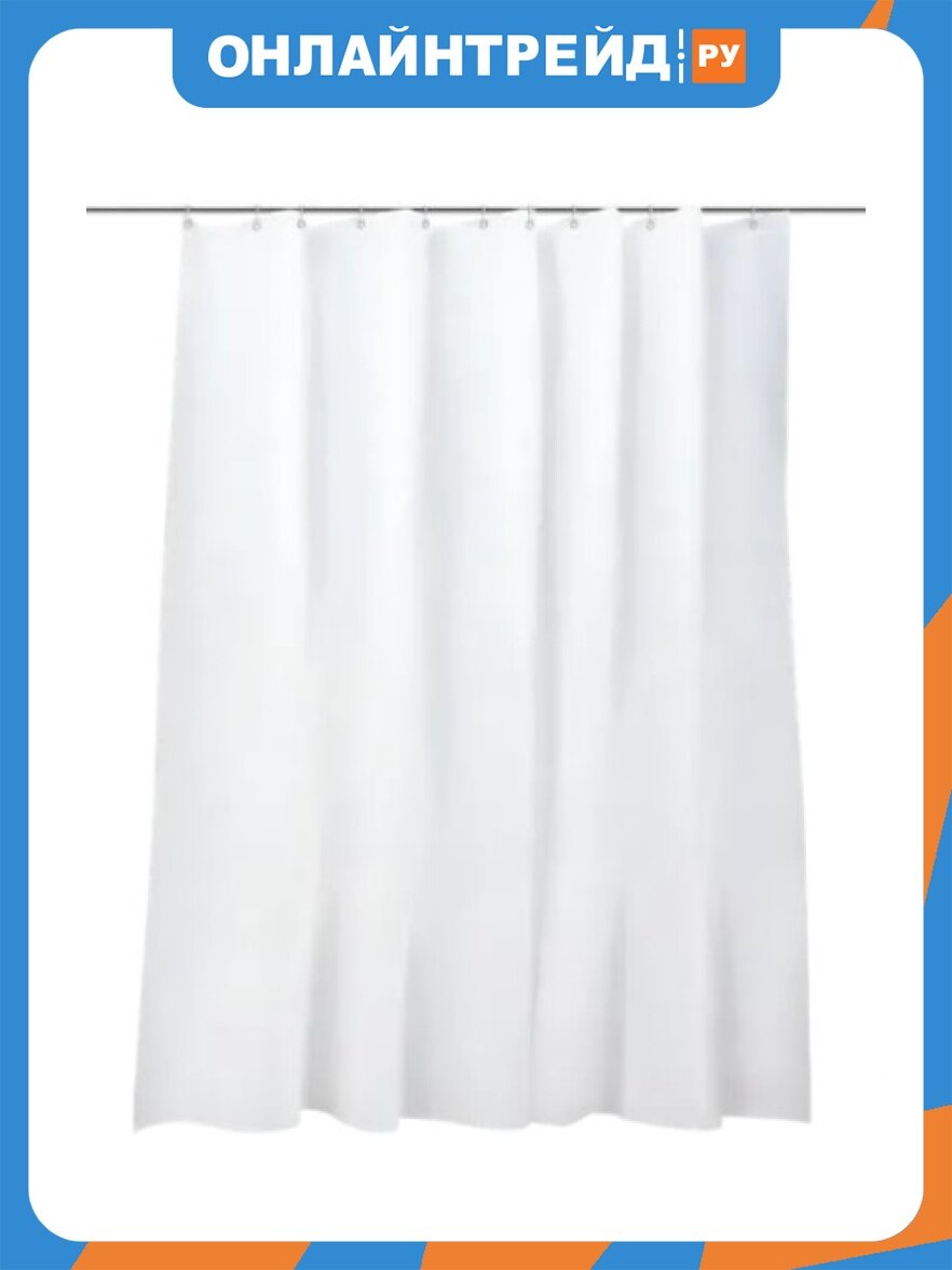 Штора для ванной Defender Home Elegance Eco-02 белый, 180x200см, 55г/м2, PEVA