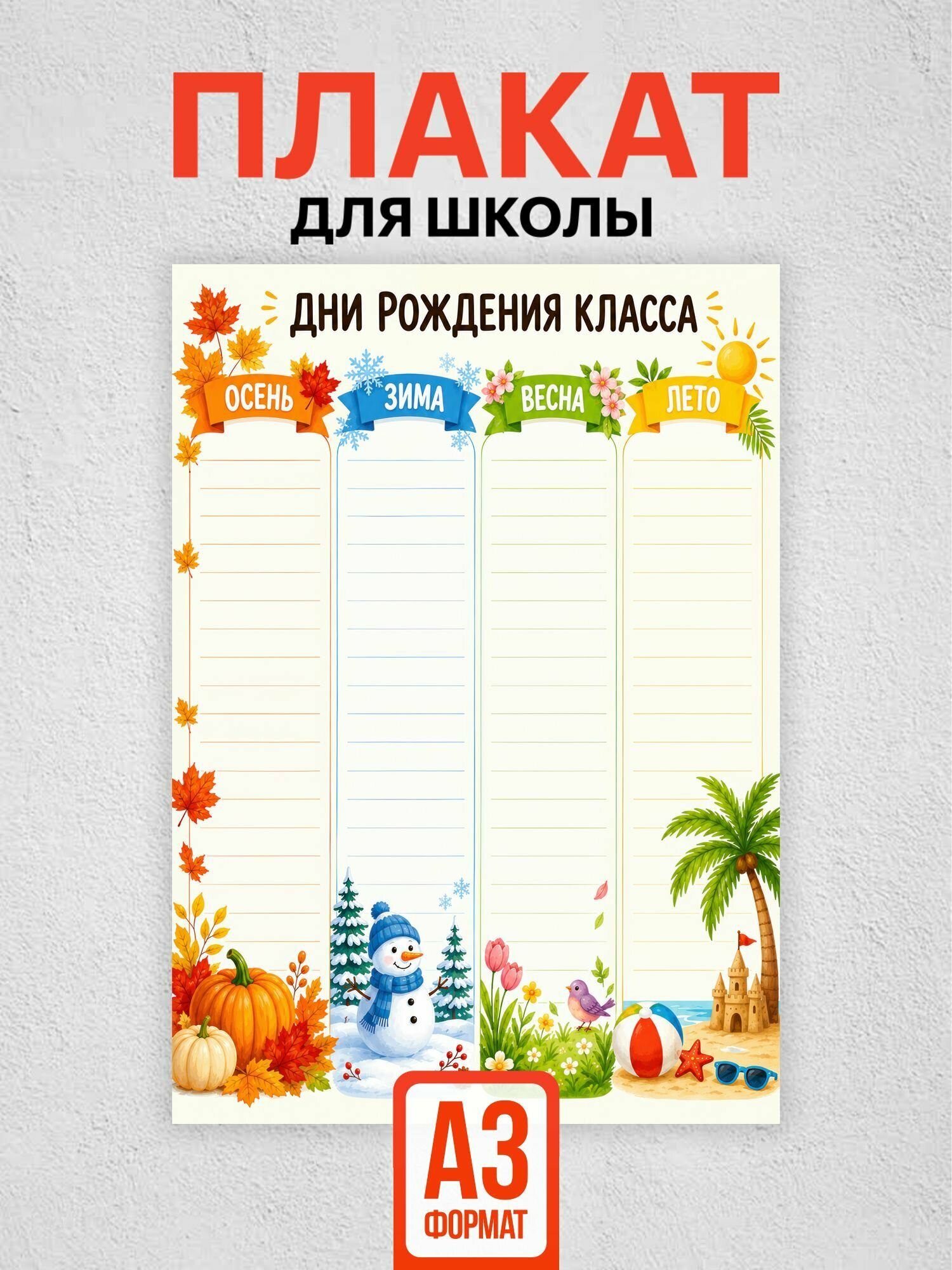 Дни рождения класса плакат
