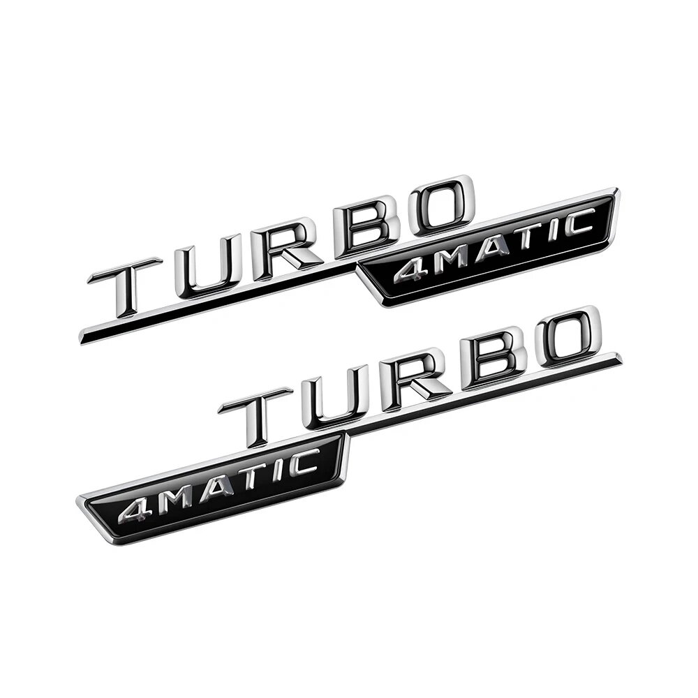 2 шт. наклейки TURBO 4MATIC серебряные