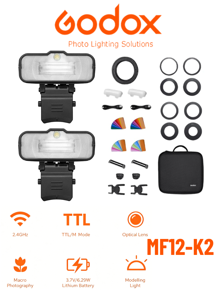 Godox MF12-K2 Комплект Для Макросъемки Speedlite С Беспроводным Управлением 2,4 ГГц И Аккумулятором