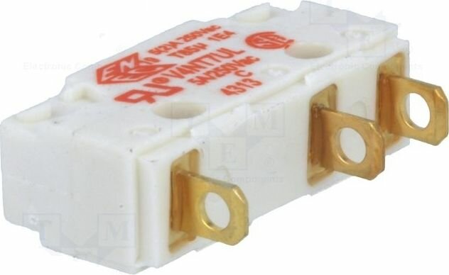 Микропереключатель SAIA V4NT7-UL SNAP ACTION, без рычага, SPDT, 5A/250ВAC, 1 шт