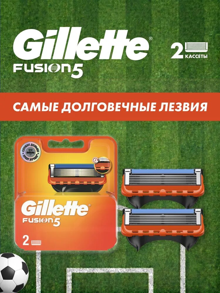 Сменные Кассеты Gillette Fusion5 Для Мужской Бритвы, 2 шт, с 5 лезвиями, c точным триммером для труднодоступных мест