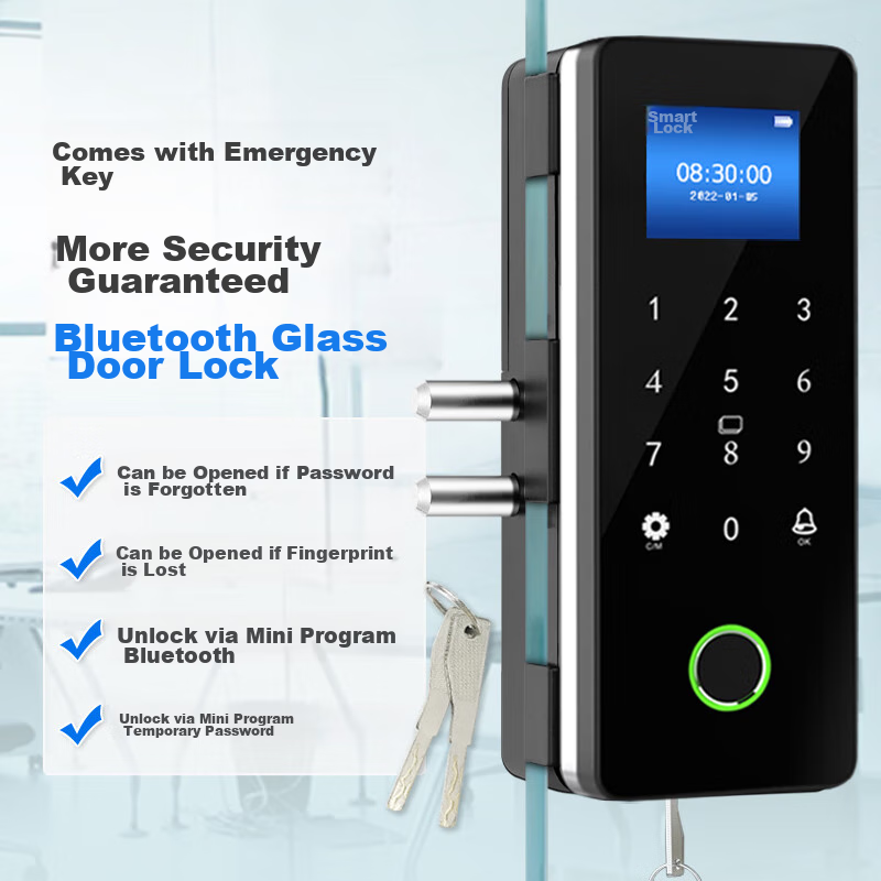 Realand ZD708 Смарт-замок с отпечатком пальца для стеклянных дверей Bluetooth для одинарных или двойных дверей с