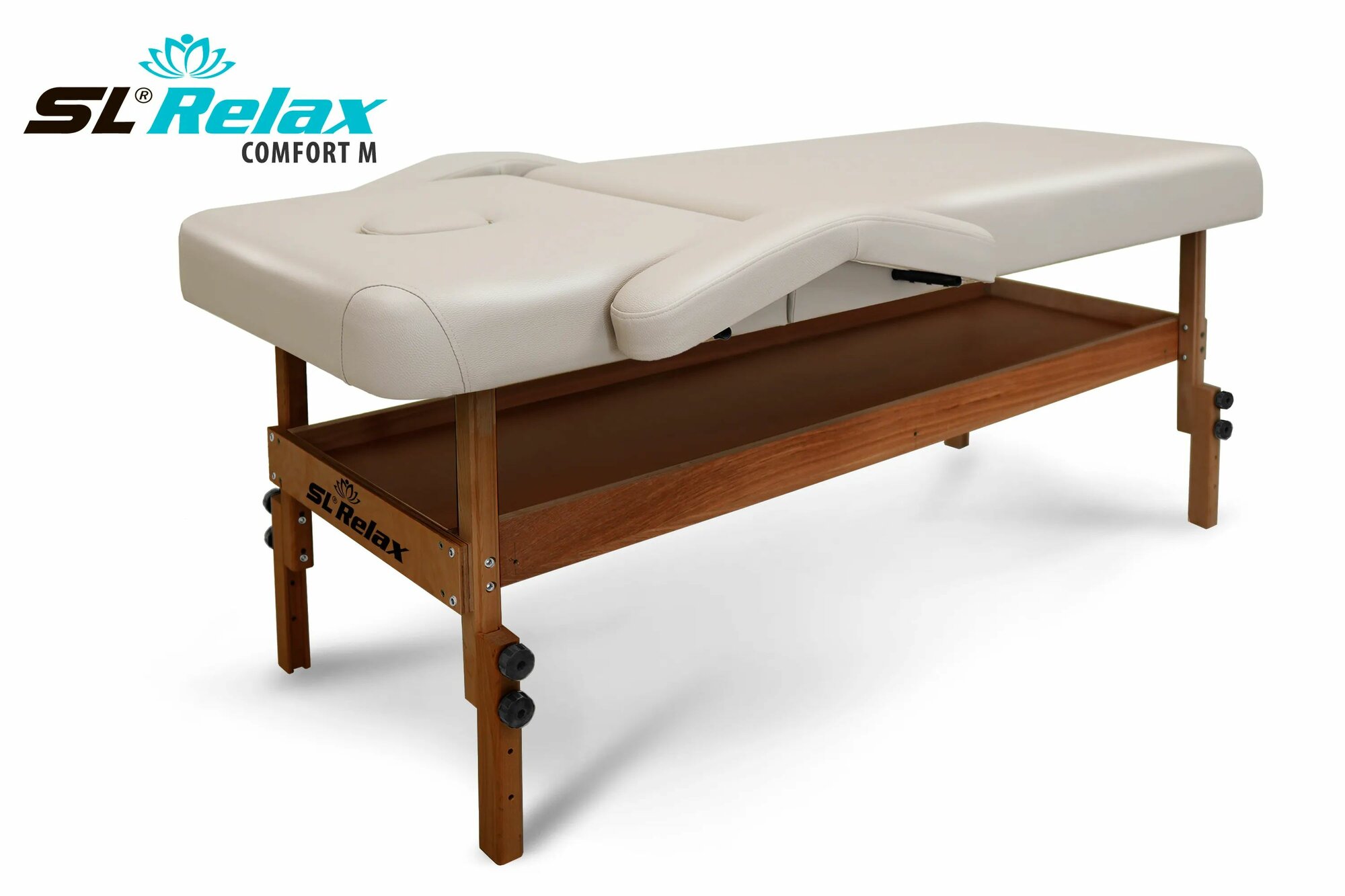 Массажный стол стационарный SL Relax Comfort-M SLRM-16 бежевая кожа