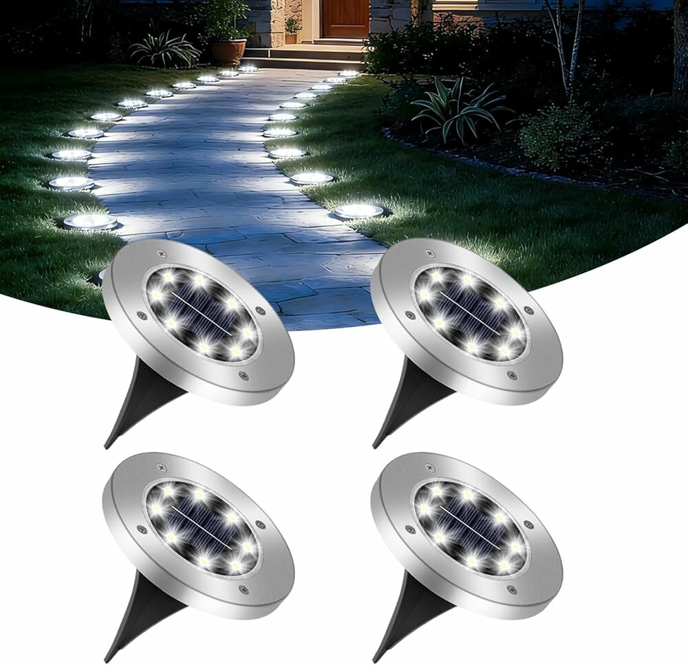 Светильник уличный на солнечной батарее, садовый, 8 LED, 4 шт.