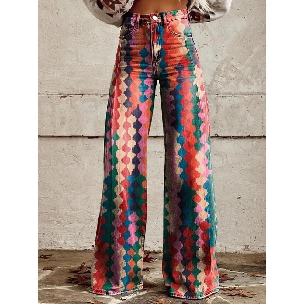 Женские брюки-палаццо Floral Aztec Patchwork полиэстер