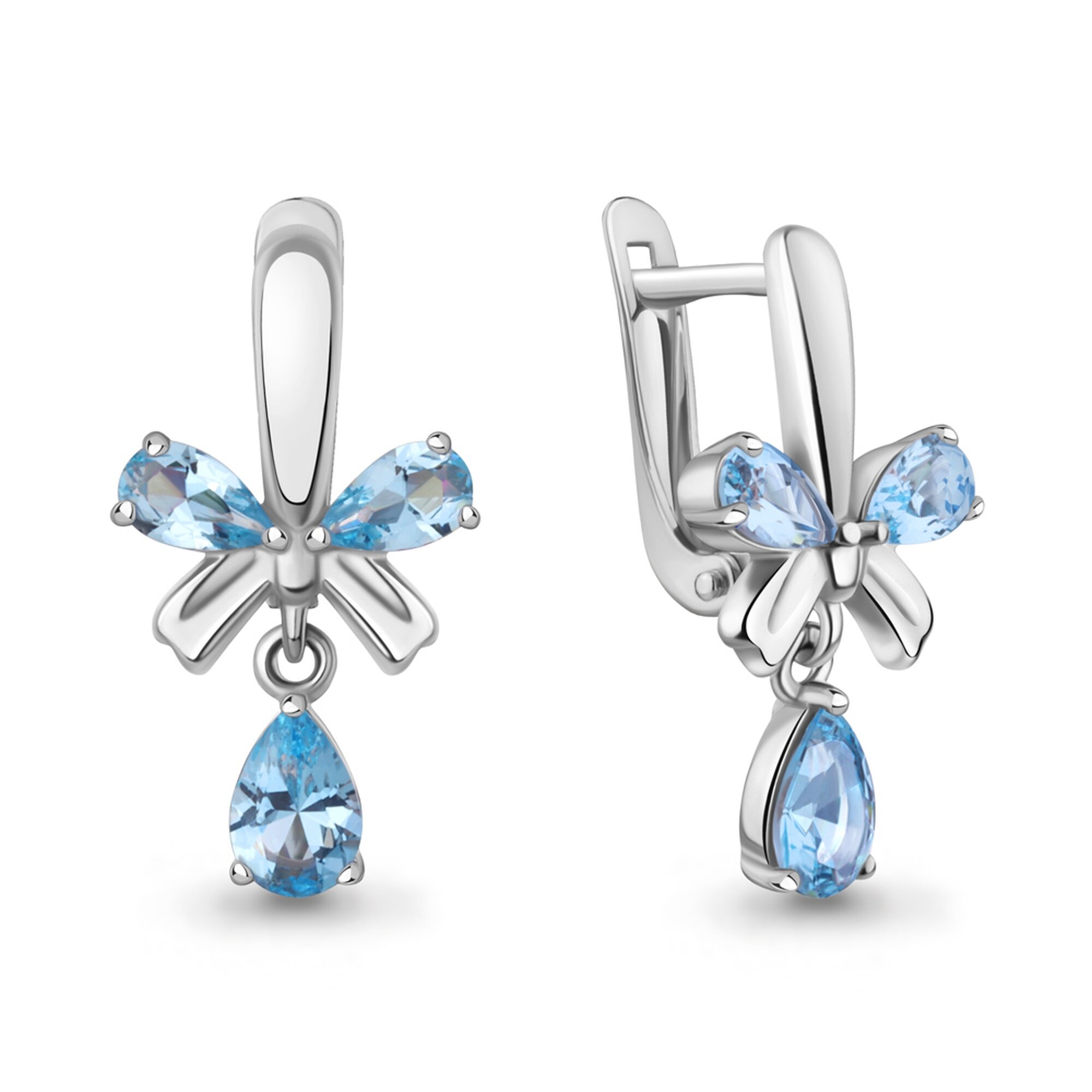 Серьги, серебро, 925 проба, родирование, топаз