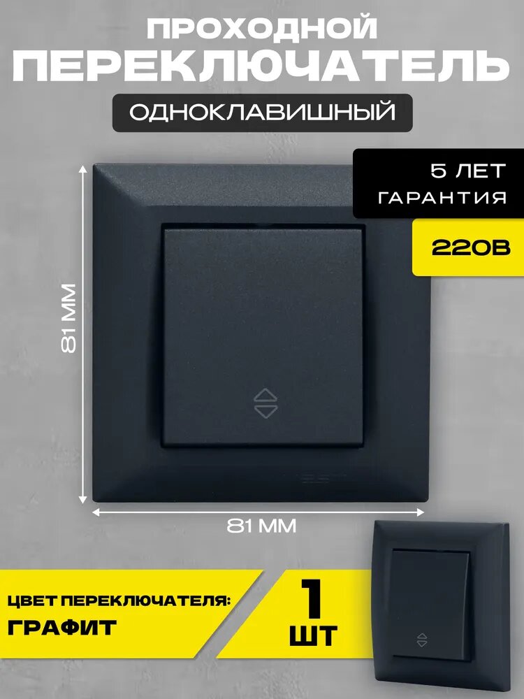 Переключатель проходной графит Metronex-Electric Roma Grafit.