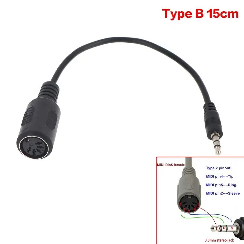Адаптер MIDI DIN Female - 3.5mm TRS, 15cm, A2 Type B