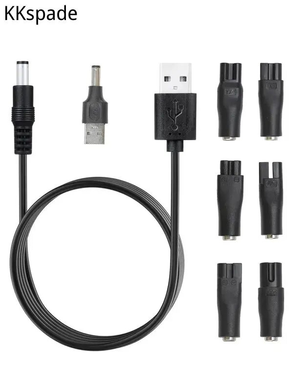 Универсальный набор 8 в 1: USB-кабель и адаптеры для зарядки бритв и триммеров 5V